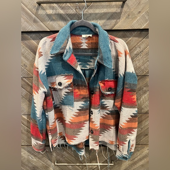 Jackets & Coats | Aztec Style Distressed Jacket | Poshmark